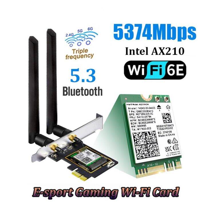 Desktop Wi-Fi 6E Intel AX210 Pcie Wireless Adapter Bluetooth 5.3 5400Mbps 802.11Ax Wireless Wifi ...