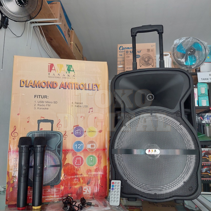 Speaker Portable Tanaka 12" Original Bonus Wireless Mic 12 Inch ...
