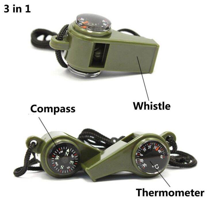 Camping Whistle with Compass and Temperature Survival Gear Outdoor Camp ...