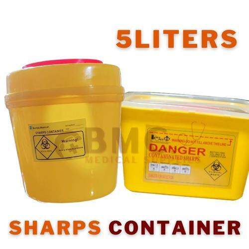 Sharps Collector Biohazard Needle Disposal Container 3.2 Liters and 5 ...