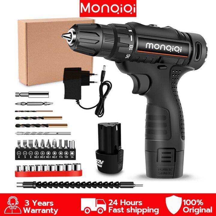 MONQIQI Mesin 2 Speed Bor Baterai Tangan / Cordless Drill Battery 2 Battery Cordless Bor Listrik ...