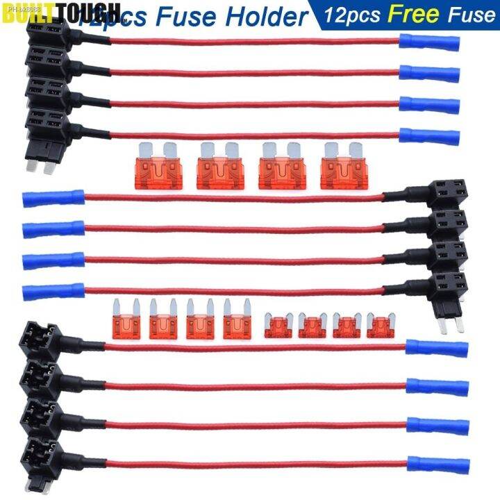 ☃ 12pcs 12V Car Blade Fuse Holder Add A Circuit TAP Adapter Micro Mini ...