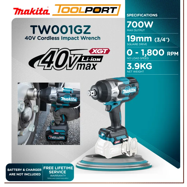Makita TW001GZ Cordless Brushless Impact Wrench 40max XGT® Li-Ion 19mm ...