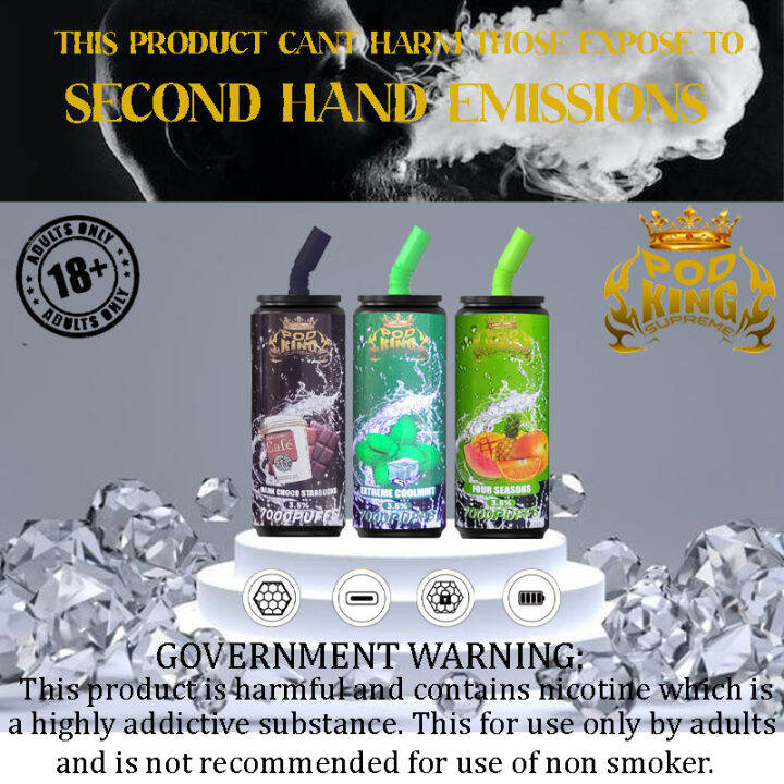 Pod King Rechargeable Disposable 7000 Puffs With Strawberry Yakult Pad ...