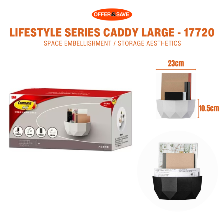 3M Command Caddy Large 17720 Black & White Lifestyle Series Large Box ...
