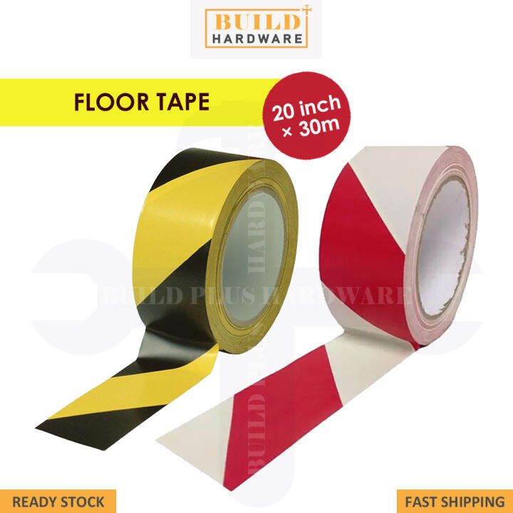 Floor Tape Hazard warning marking social distancing outdoor indoor Pelekat Lantai PVC 红白黄黑地板警示贴纸 ...