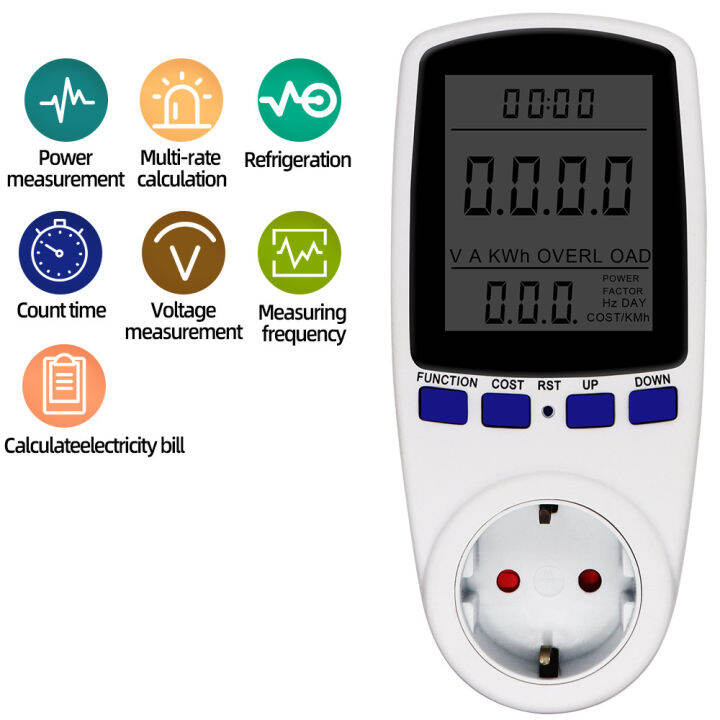 Power Measurement Socket EU Power Plug LCD Display Voltage Volt ...