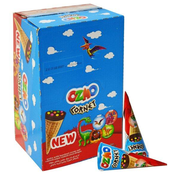 [1 box] Ozmo Cornet Wafer with Hazelnut Cream 25g x 24 Ice cream cone chocolate | Lazada
