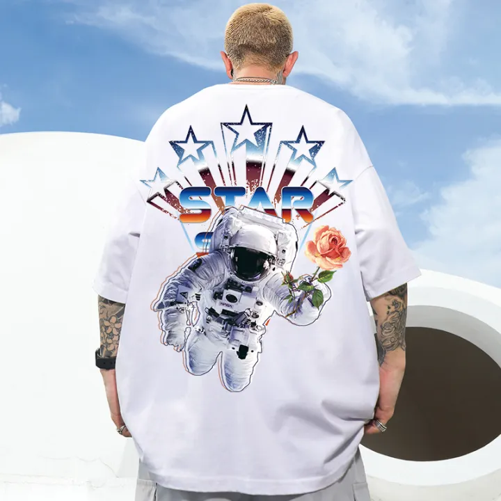 M-8XL เสื้อยืดผู้ชายใหม่ปี 2022 เสื้อยืดคอกลมแขนสั้นสีดำพิมพ์ลายหลวมขนาดใหญ่ | Lazada.co.th