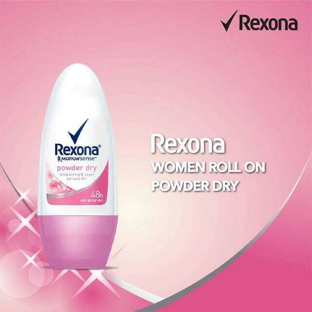 Rexona Women Anti-Perspirant Deodorant Roll On Powder Dry 50Ml | Lazada Indonesia