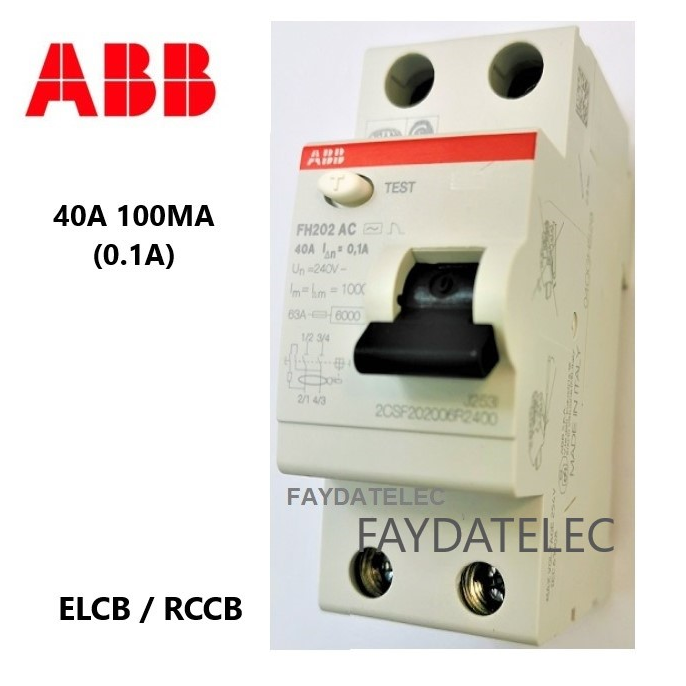 ABB 40A 100MA (0.1A) 2POLE ELCB / RCCB | Lazada
