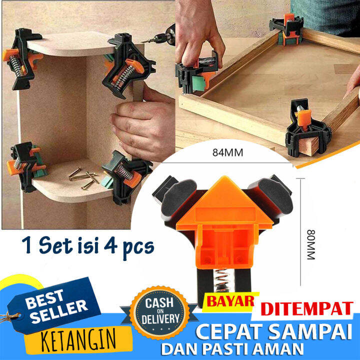 Corner Set Clamp Clip Penjepit Sudut Kayu 90 Derajat 4PCS Clamp ...