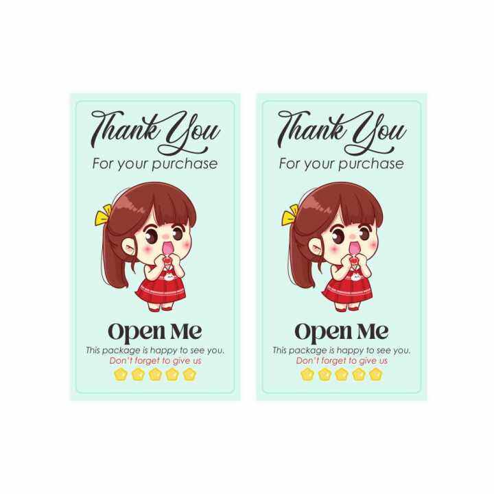 Stiker Open Me Label Thank You Sticker Stiker Segel Box Packaging ...