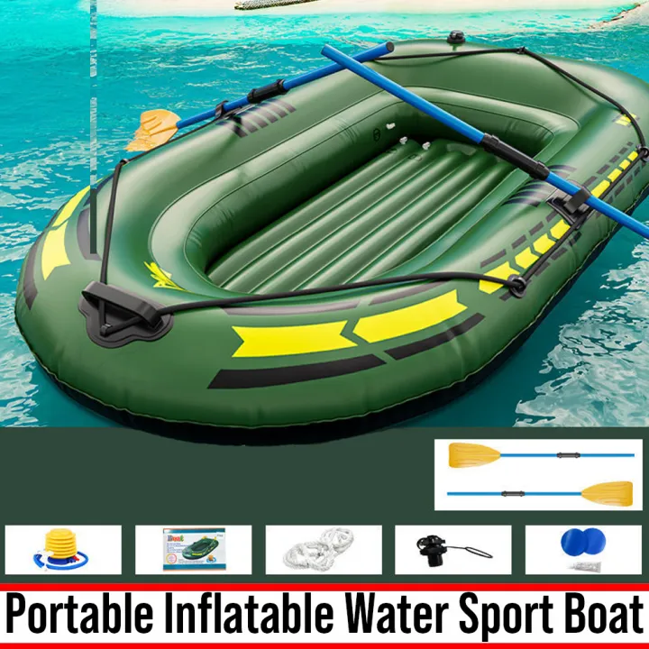 Portable Inflatable Water Sport Boat 2 Person PVC Boat Rowing Boat ...