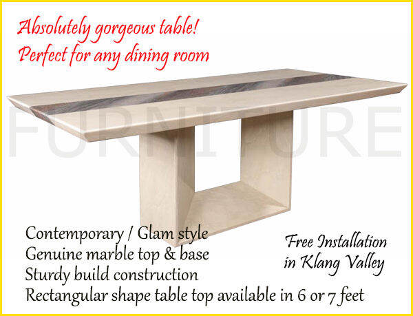 Dominic Rectangular Marble Table with Marble Base. Free installation in ...