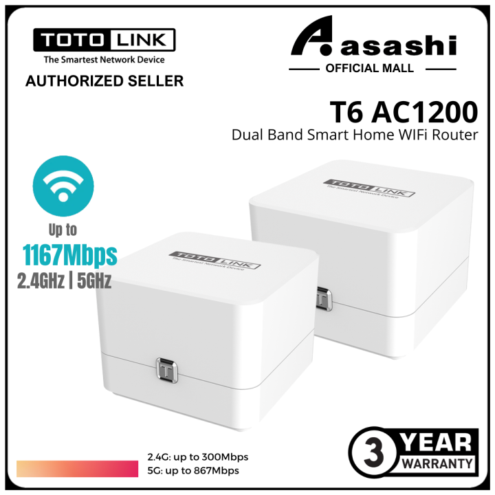 TOTOLINK T6 (2 Packs) AC1200 Dual Band Smart Home WiFi Router | Lazada