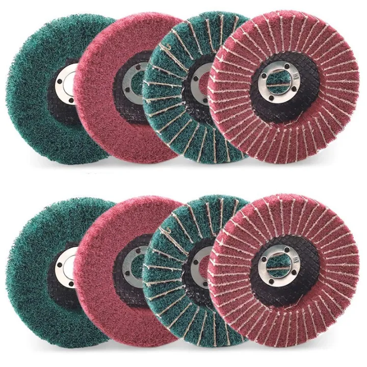 8PCS 4 Inch Red & Green Nylon Fiber Flap Discs Set Assorted Sanding ...