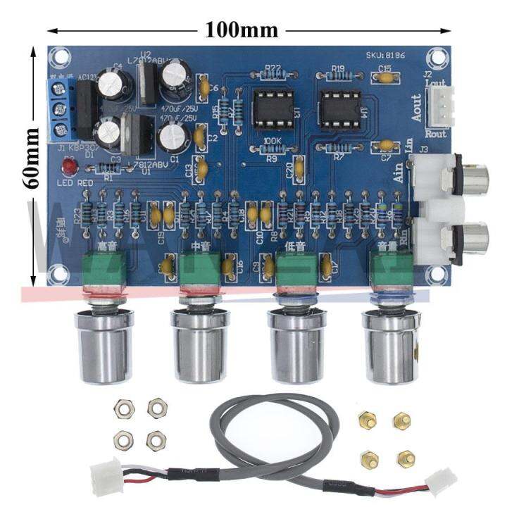 XH-M164 NE5532 Stereo Pre-Amp Preamplifier Tone Board Audio 4 Channels ...
