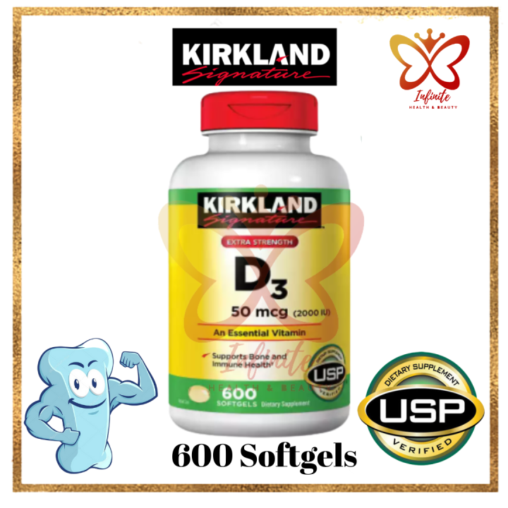 Kirkland Signature Extra Strength D3 50 mcg., 600 Softgels | Lazada PH