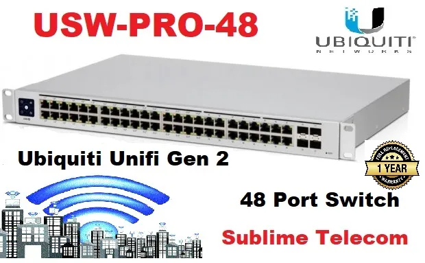 USW-PRO-48 Ubiquiti Gen2 48 Port Switch PRO Model SFP+ With RPS Input ...