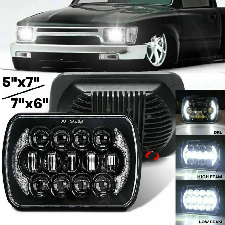 【CW】 5X7 quot; 7x6 Inch Rectangle LED Headlight DRL Brightest For ...