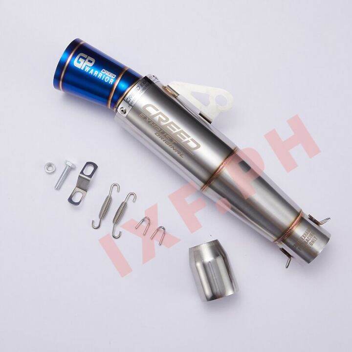 GP Universal 38-51mm Motorcycle Exhaust Pipe Locomotives Baked blue Stainless Steel Tailpipe ...