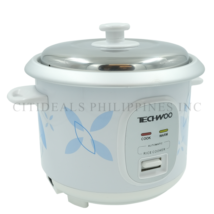Rice Cooker 1.2L Electric Automatic TECHWOO Keep Warm White with Blue ...