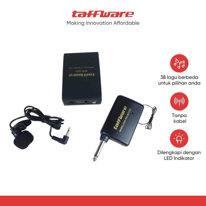 Taffware Wireless FM Transmitter & Receiver Professional Microphone ...