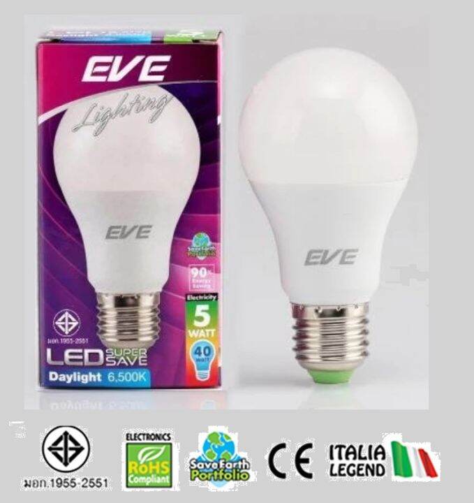 EVE หลอด LED BULB TD 5 วัตต์ ขั่ว E27 แสงเดย์ไลท์ | Lazada.co.th