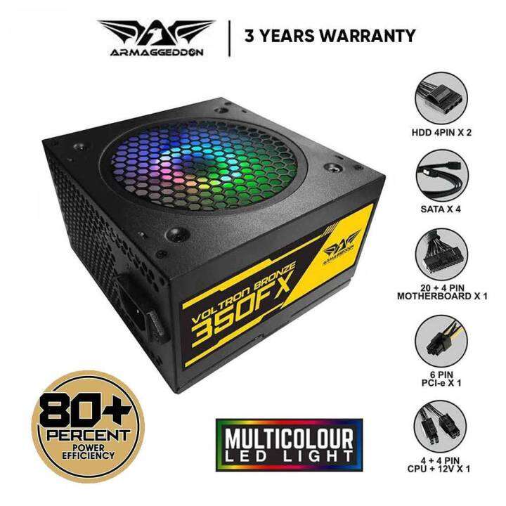 Power Supply PSU Armaggeddon Voltron 350FX Bronze 80+ power max 700watts Rgb Fan Garansi Resmi ...
