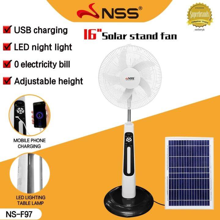 NSS Solar Electric Fan 16 Inch Multifunctional Solar Fan Waterproof LED ...