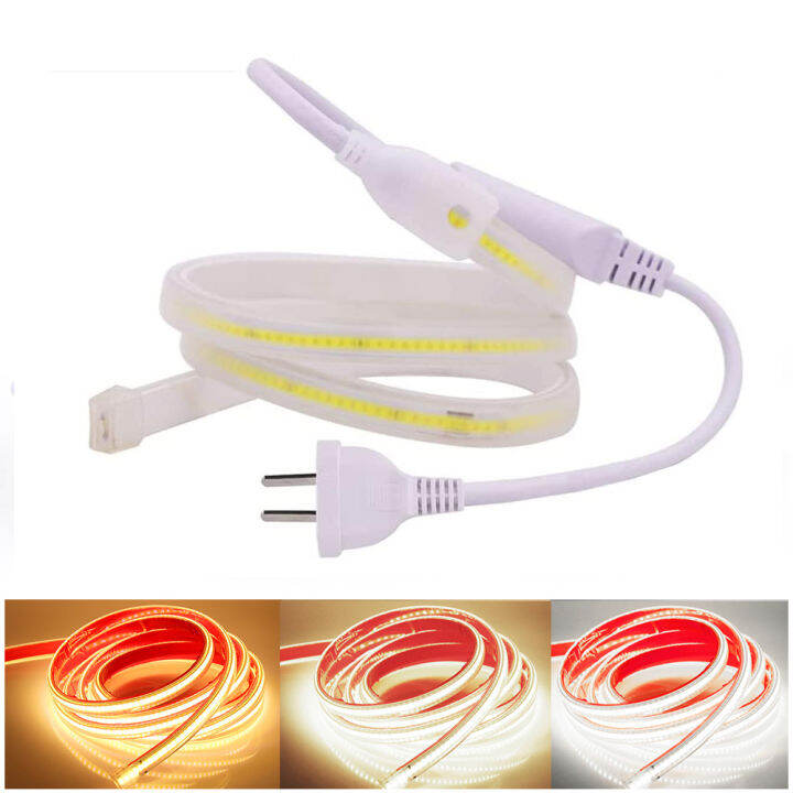 COB LED Strip 288led/m 220V US Power Plug Kit Waterproof Flexible Led ...