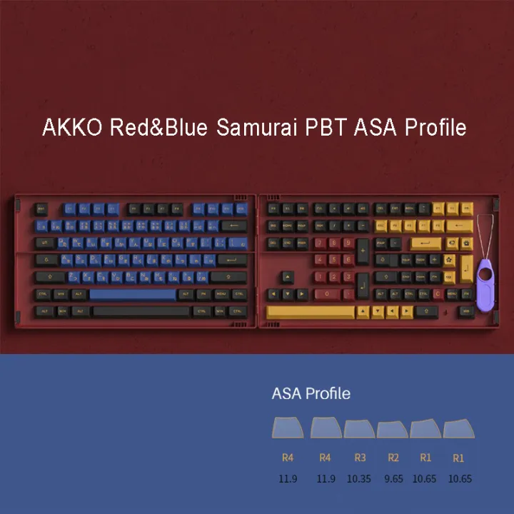 AKKO Red&Blue Samurai Keycaps PBT Double Shot Mechanical Keyboard ...