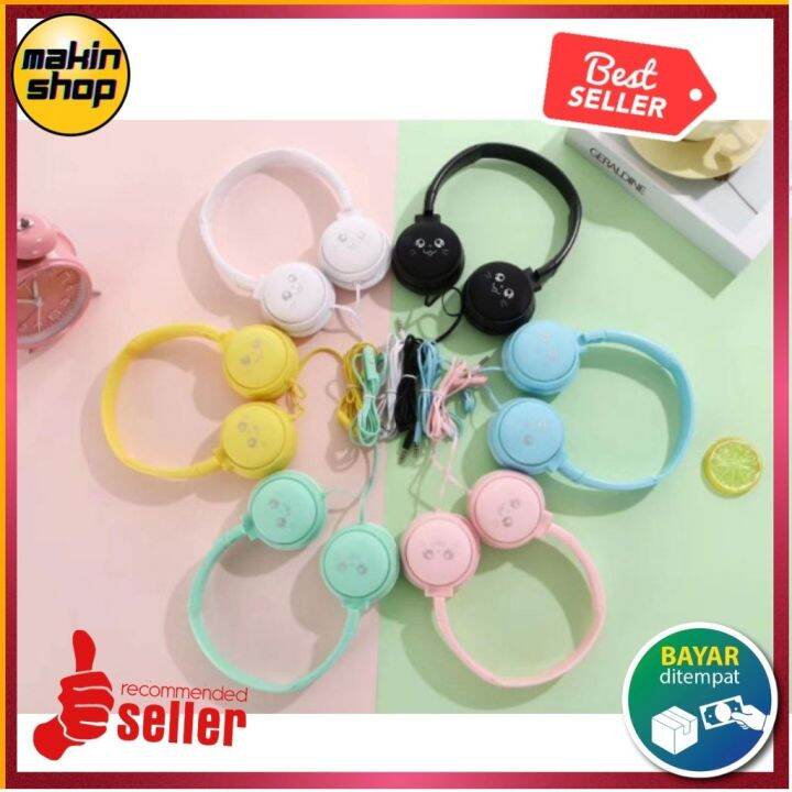 [ Suara Keren !!! ] Stereo Headphone J 18 Motif Kucing Lucu Headset ...