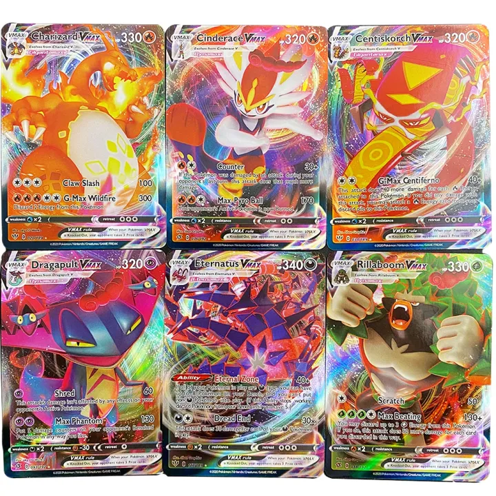 100pcs Pokemon Cards V VMAX Shining English Version Display Pokémon ...