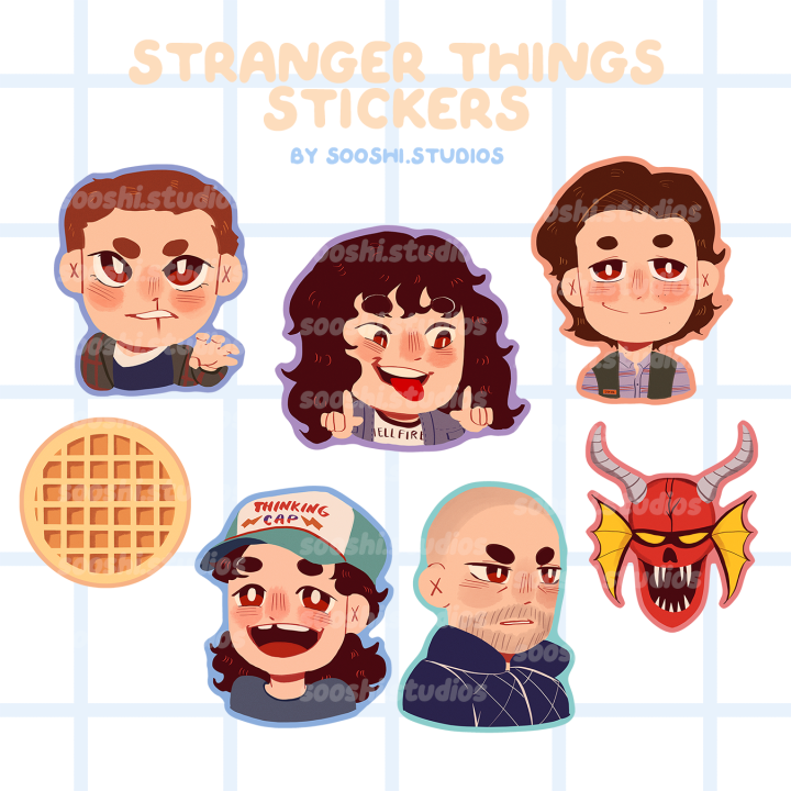 sooshi.studios x charameldraws | STRANGER THINGS DIECUT STICKERS ...
