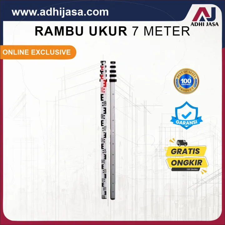 Rambu/ Bak Ukur 7 Meter leveling staff waterpass theodolite | Lazada ...