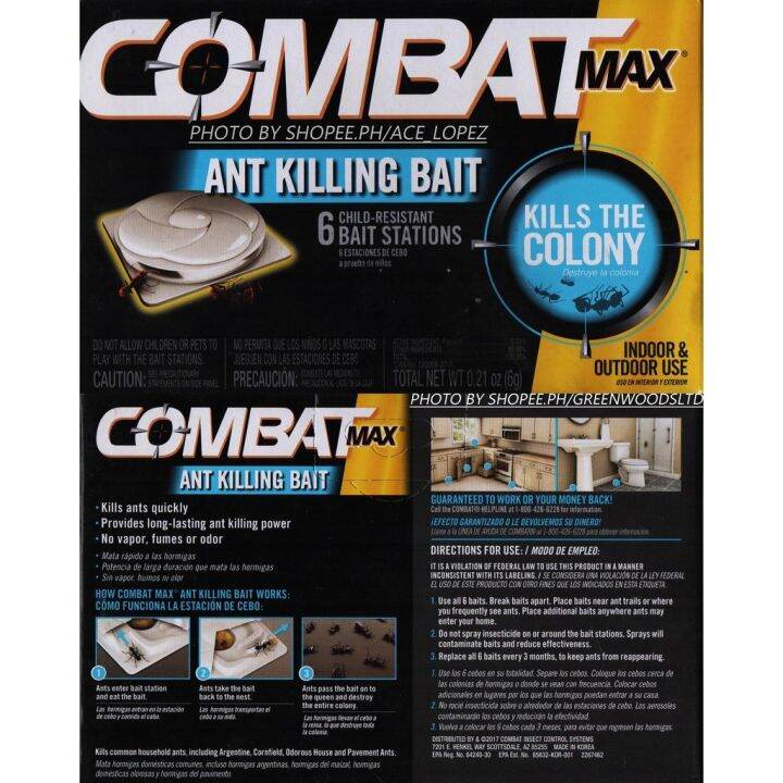 Combat Ant Killing Bait 6 Station - USA Brand Made in KOREA 0.21oz 6g ...
