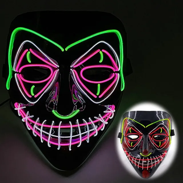 Halloween Luminous Neon Mask Led Mask Masque Masquerade Party Mask Glow ...