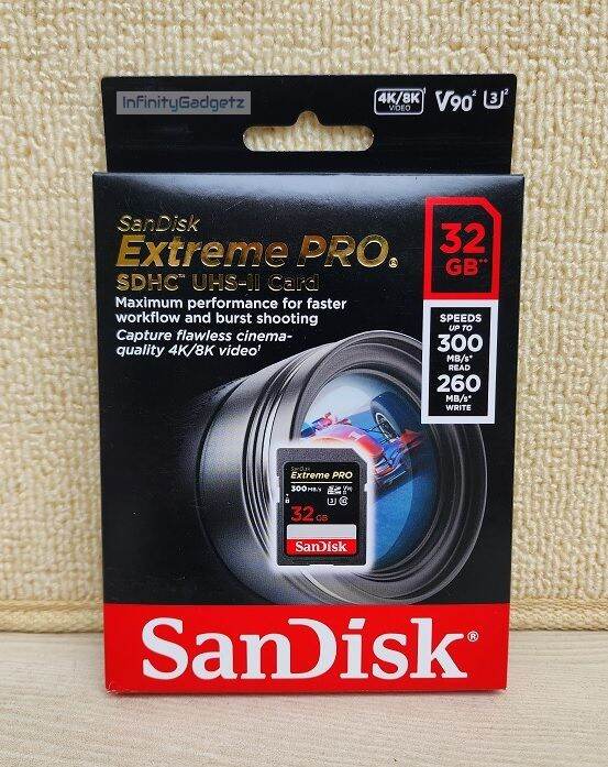 32GB Sandisk Extreme PRO SDHC UHS-II 300MB/s Read | 260MB/s Write V90 8K SDSDXDK-032G for DSLR ...