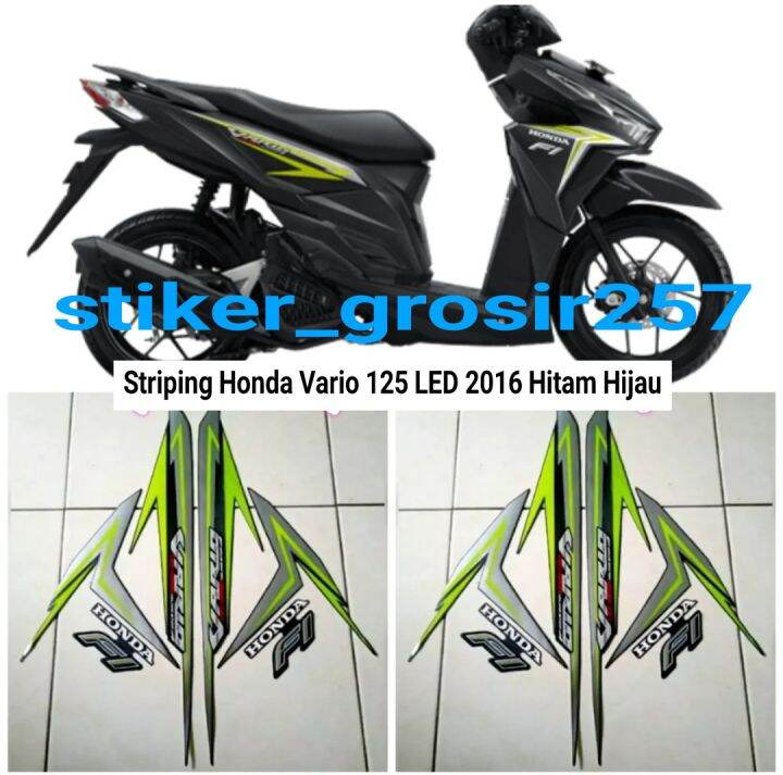 STIKER STRIPING LIS LES BODI HONDA VARIO TECHNO 125 LED 2016 HITAM CORAK HIJAU STANDAR | Lazada ...