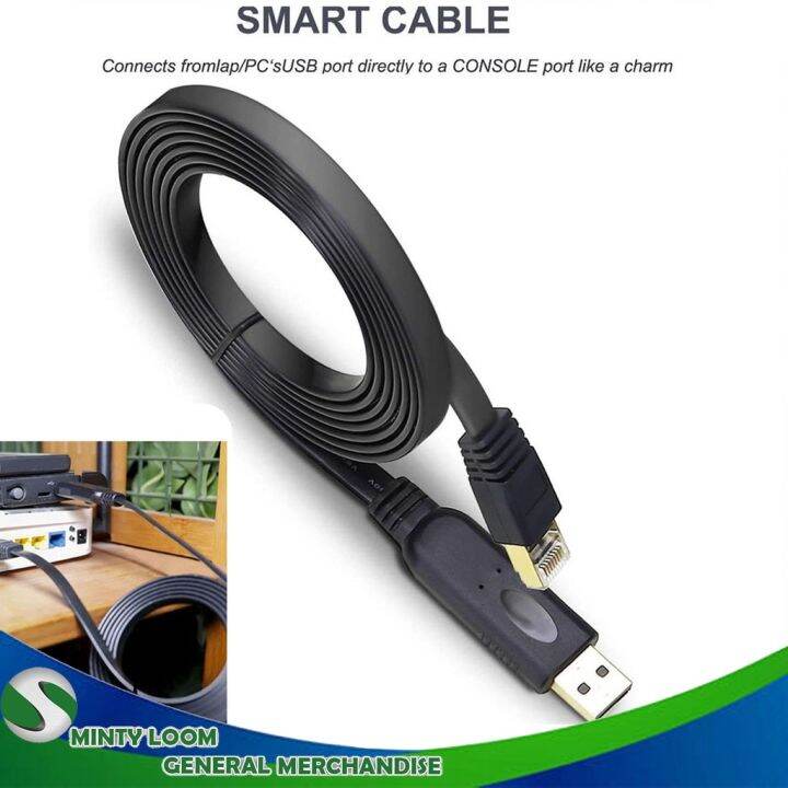 USB to RJ45 Ethernet Console Cable FTDI Chip Cisco Compatible 1.8m ...