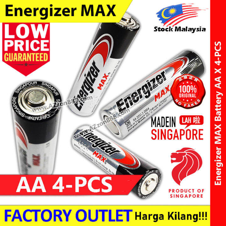 Energizer Max AA 4pcs Alkaline Batteries BP4 #Energizer #AA #E91 #LR6 #BP4 #1.5V #4PCS | Lazada