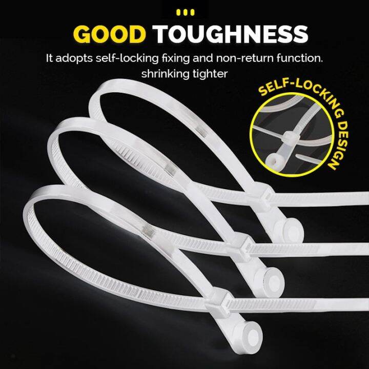 100Pcs/set Screw Hole Cable Ties Self-locking Nylon Cable Tie Wire ...