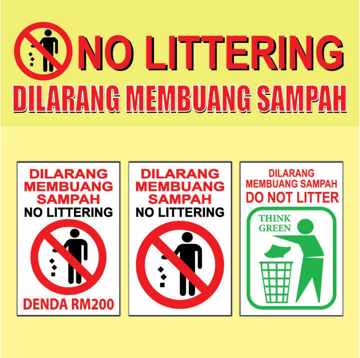 400x600mm DILARANG MEMBUANG SAMPAH / DO NOT LITTER NO LITTERING *PVC ...