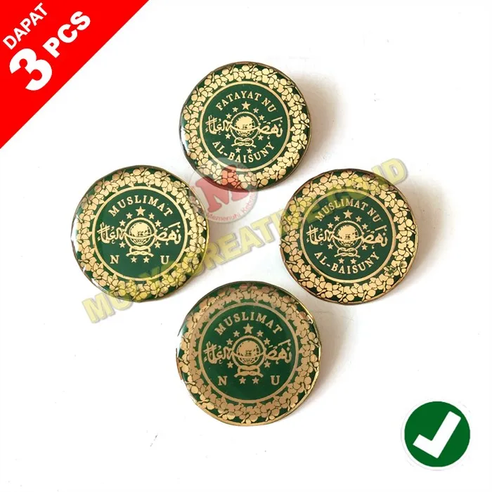 Pin Bross Logo Muslimat NU Bahan Logam Kuningan Modal Bulat / 3pcs ...
