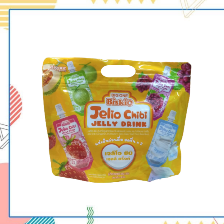 เยลลี่ Biskio Jelio Chibi เยลลี่ซองดูด เยลลี่รสผลไม้ ขนมเยลลี่ 1ห่อ 8 ...