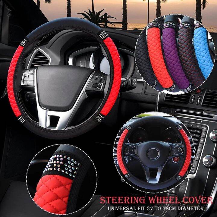 Four Seasons Universal Car Steering Wheel Cover 37-38cm Leather ...