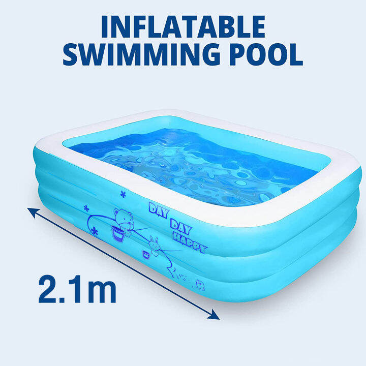 Inflatable Swimming Pool, 1.2 X 85 X 33CM Full-Sized Family Kiddie Blow ...