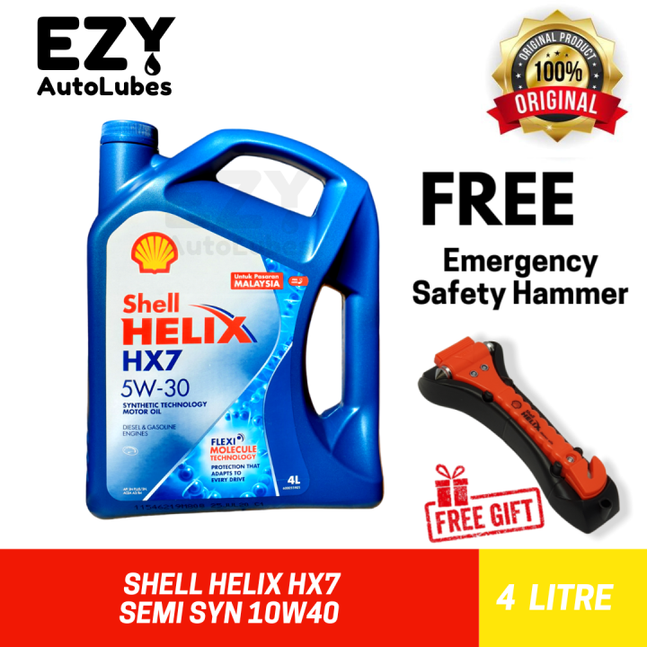 Shell Helix HX7 5W30 4L Semi Syn (FOC Emergency Safety Hammer)👉SHELL ...